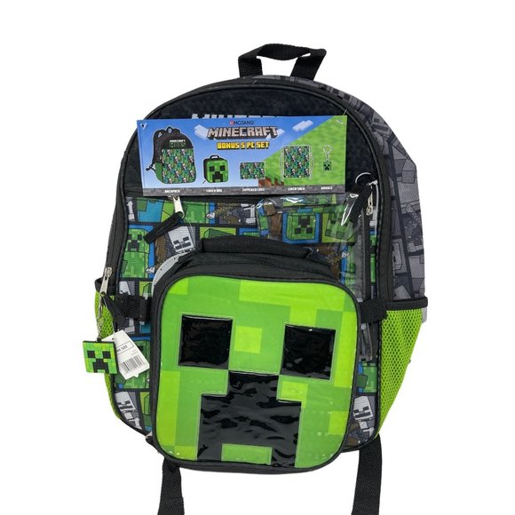 Mojang | Other | New Minecraft Bonus 5 Piece Set Backpack Lunch Bag ...